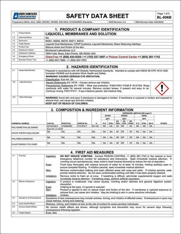 SDS Sheets - Birchwood Laboratories Medical Division